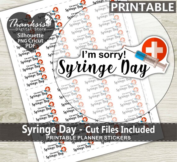 Syringe Day Printable Planner Stickers Erin Condren Planner | Etsy