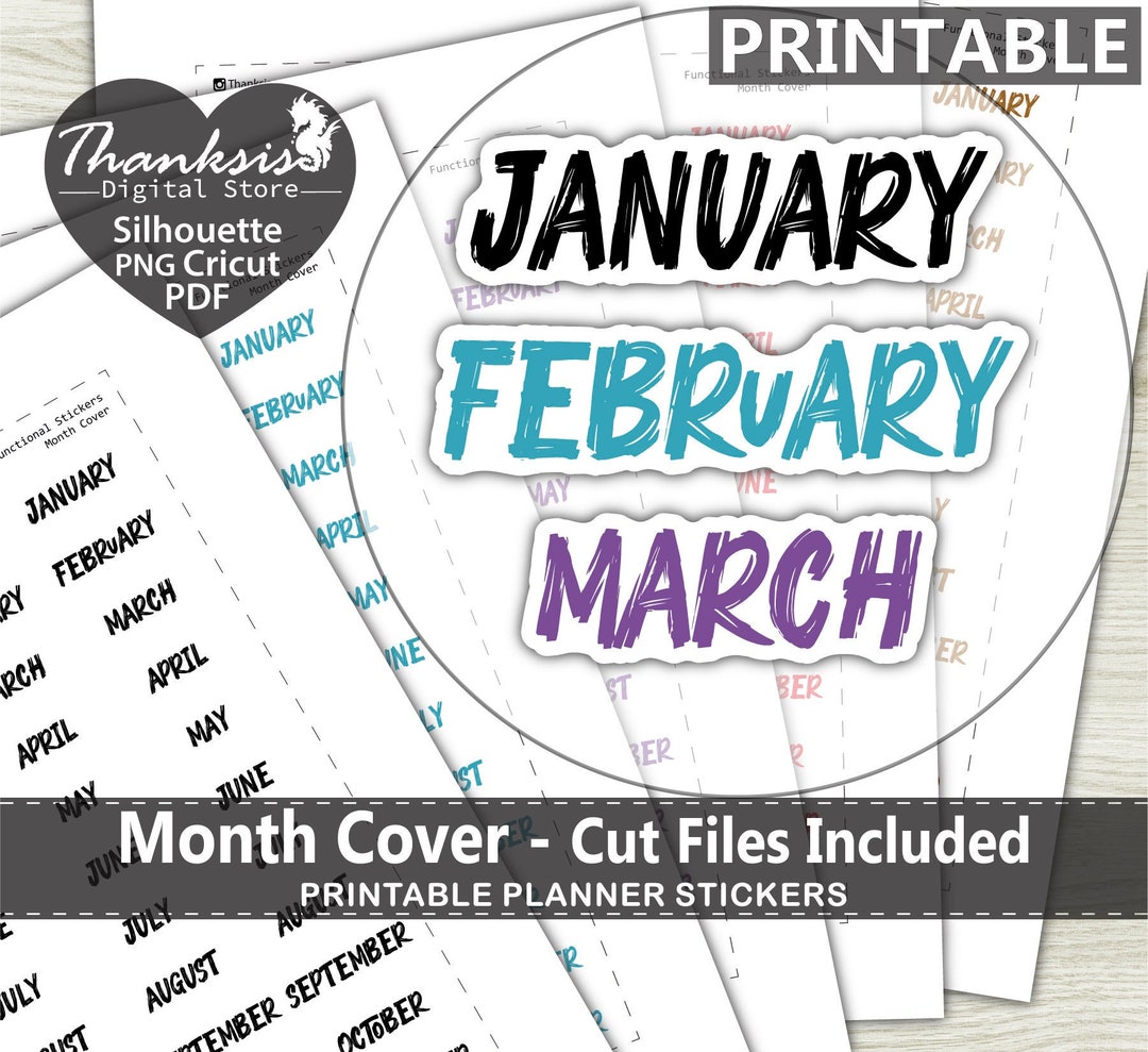 Month Cover Printable Planner Stickers, Erin Condren Planner Stickers ...