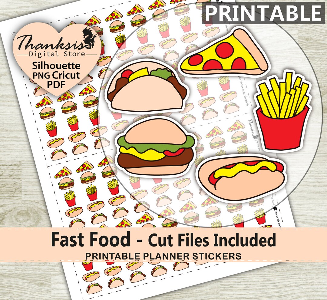 Fast Food Printable Planner Stickers, Erin Condren Planner Stickers ...