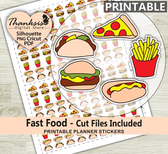 Fast Food Printable Planner Stickers Erin Condren Planner | Etsy