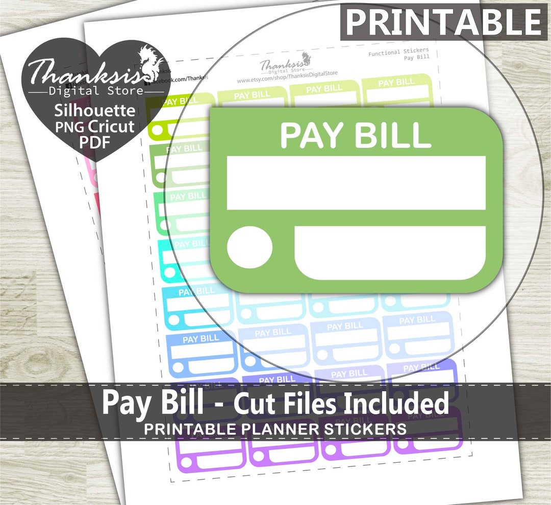 Pay Bill Printable Planner Stickers, Erin Condren Planner Stickers, Pay ...