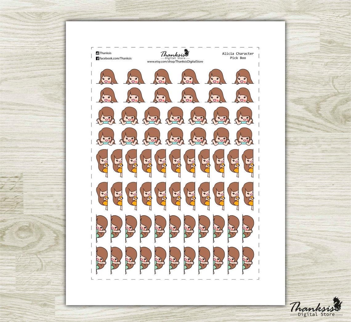 Pick Boo Printable Planner Stickers Character Printable | Etsy