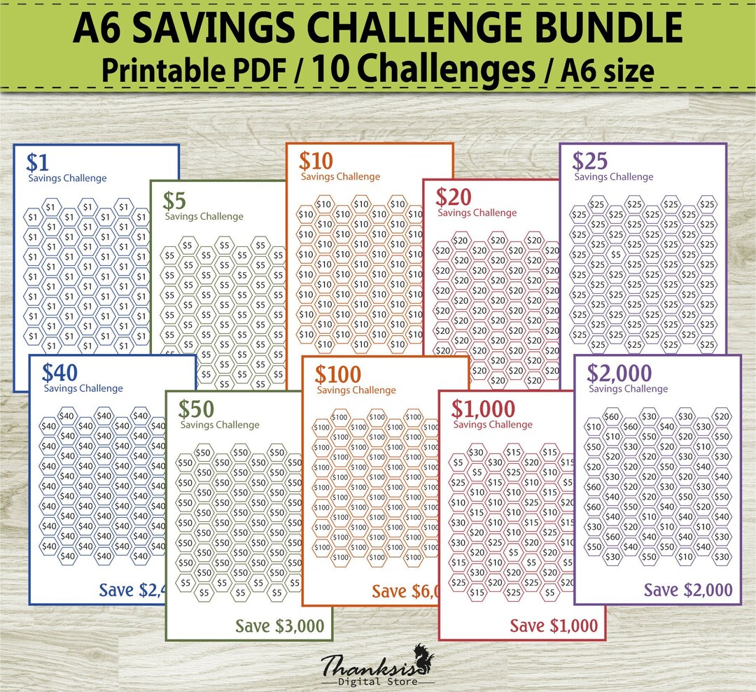 Savings Challenge Printable Money Saving Challenge Monthly Savings ...