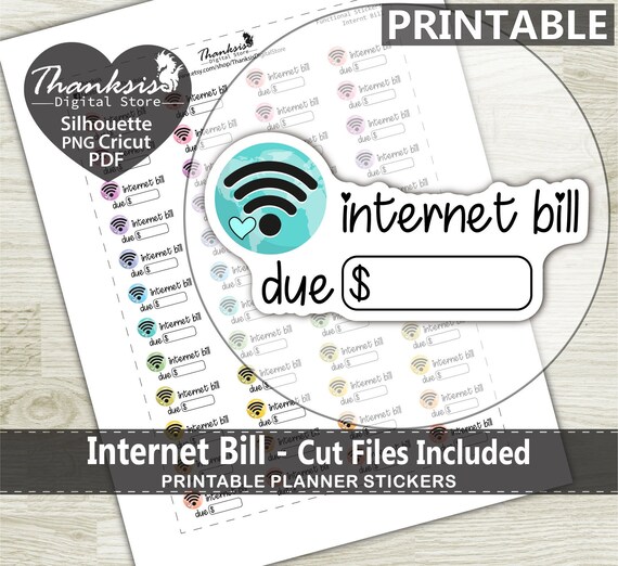 Doodle Internet Bill Printable Planner Stickers Erin Condren | Etsy