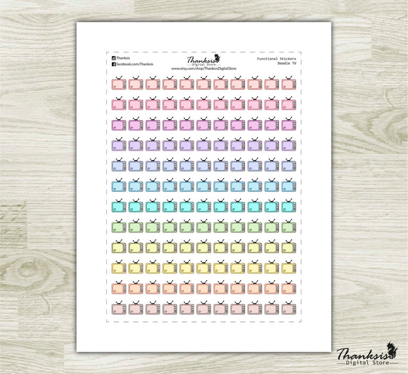 Doodle TV Printable Planner Stickers Erin Condren Planner - Etsy