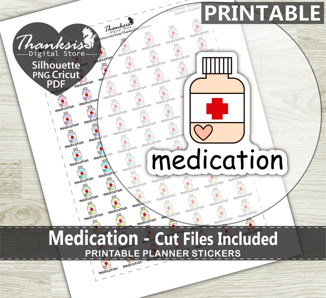 Doodle Medication Printable Planner Stickers, Erin Condren Planner ...
