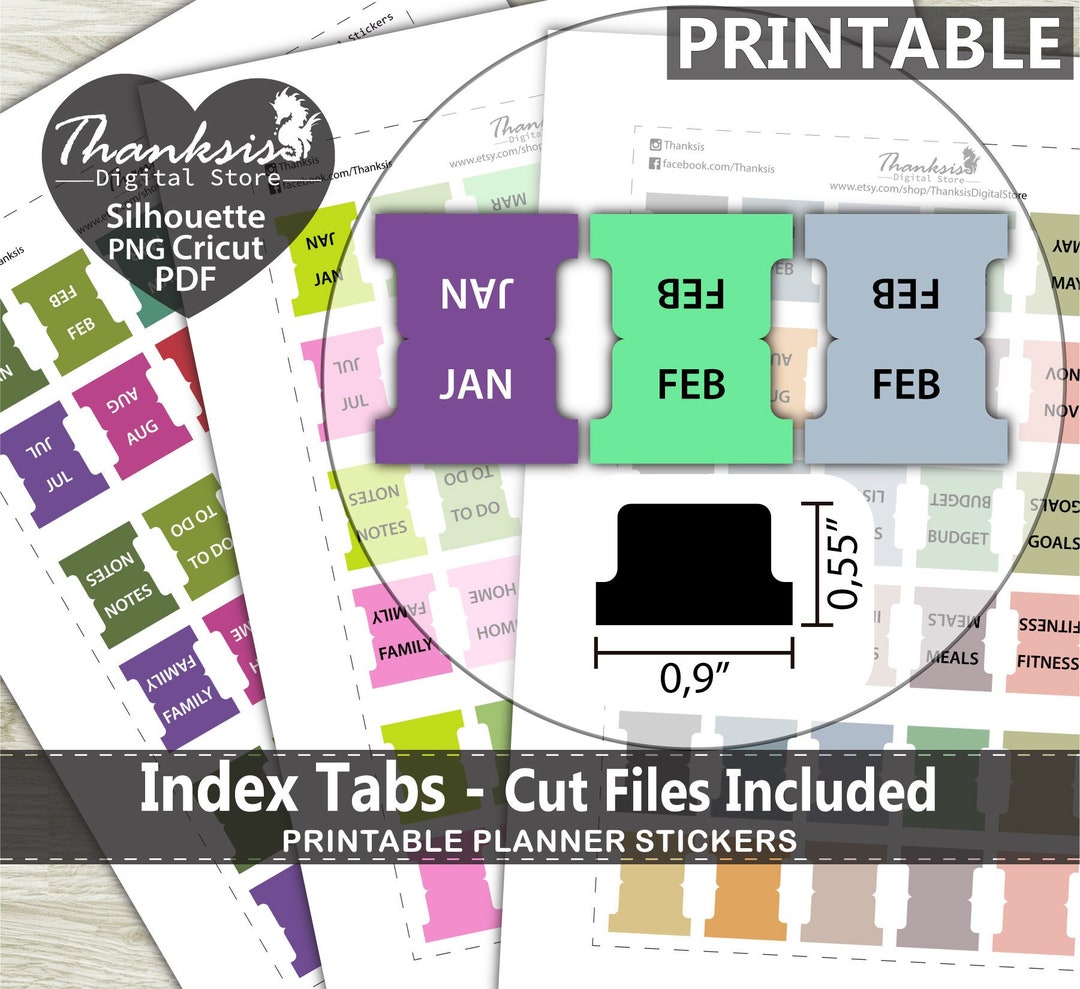 Index Tabs Printable Planner Stickers, Erin Condren Planner Stickers ...