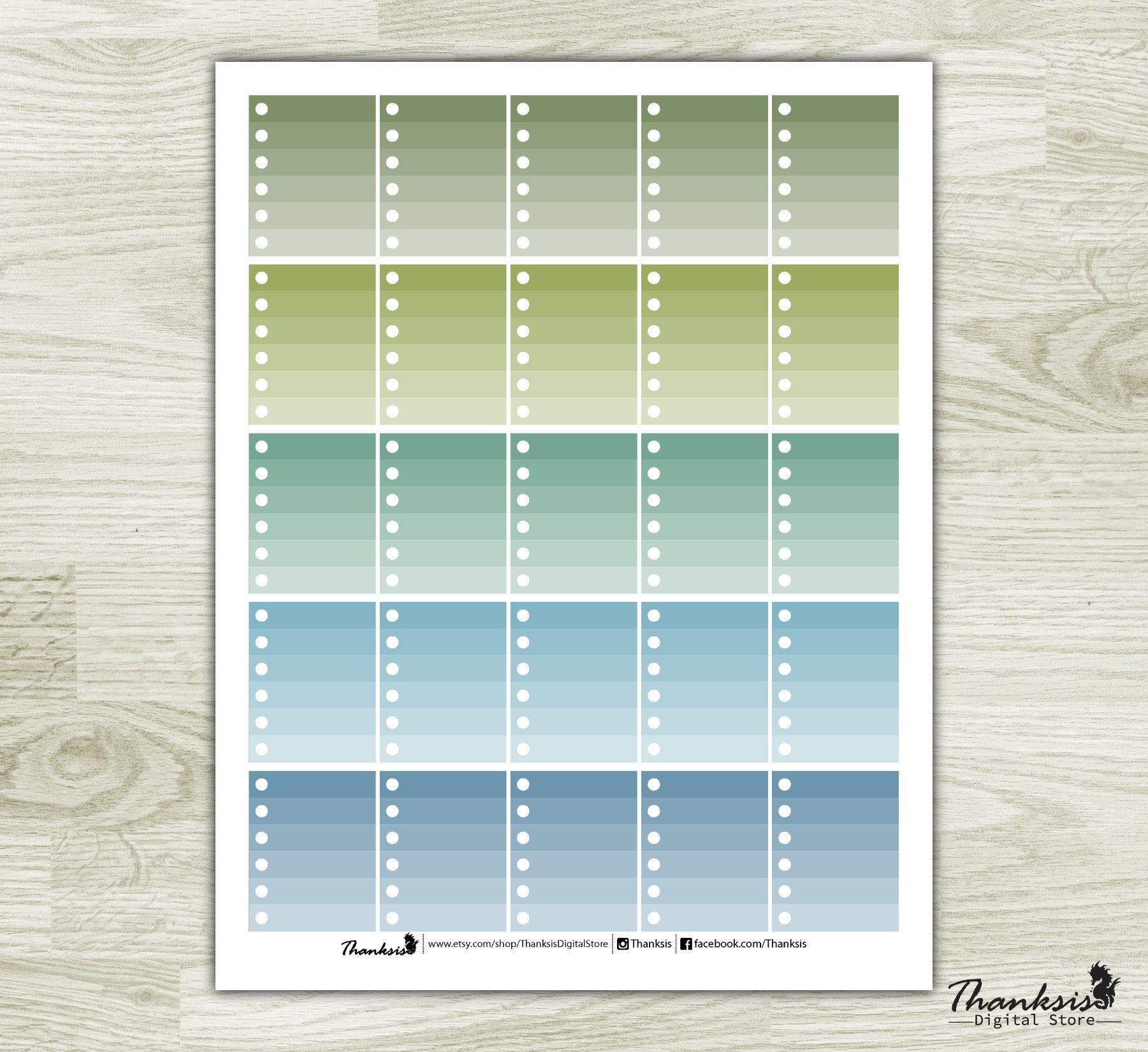 Ombre Full Box Printable Planner Stickers Erin Condren | Etsy