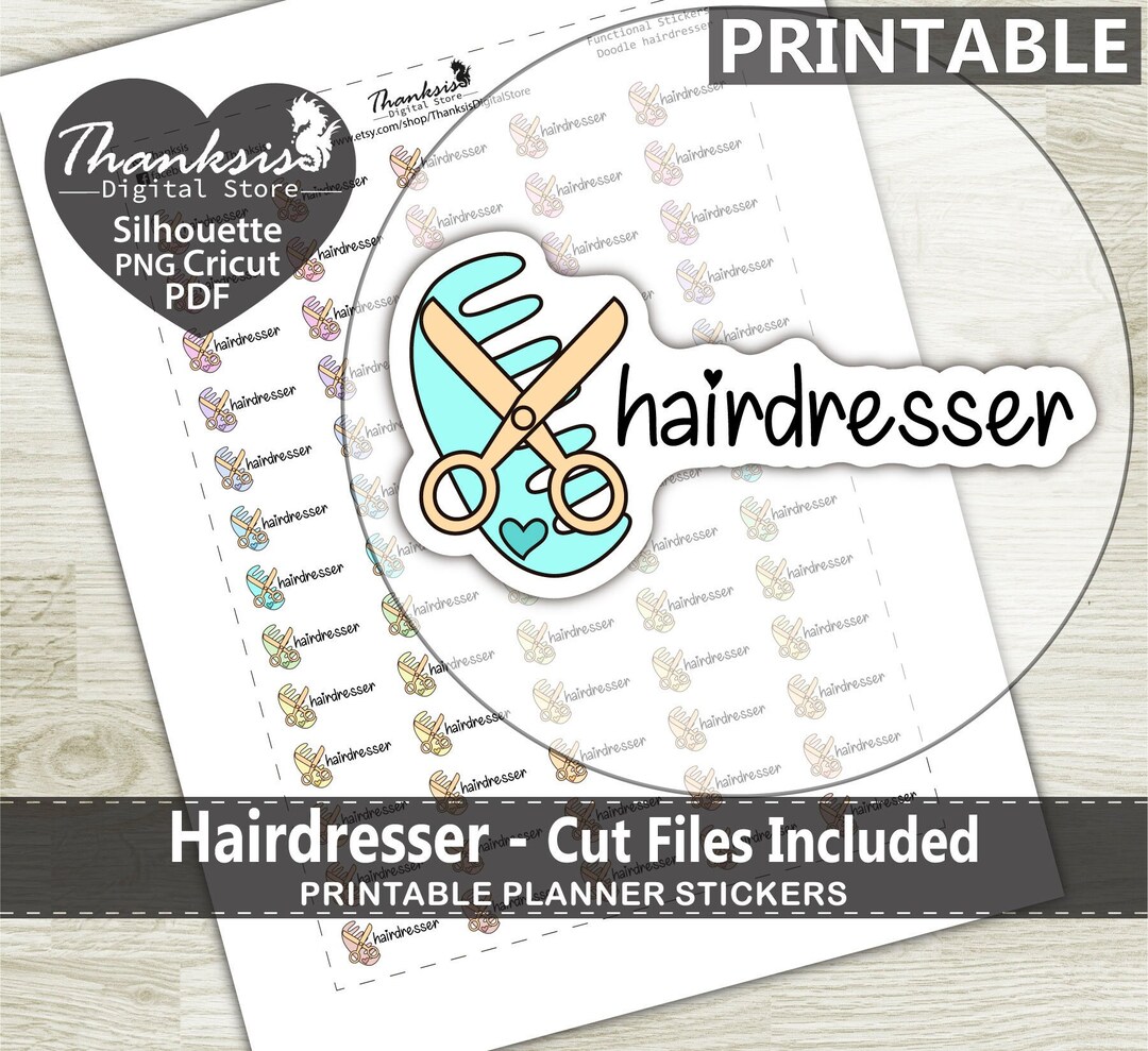 Doodle Hairdresser Printable Planner Stickers, Erin Condren Planner ...