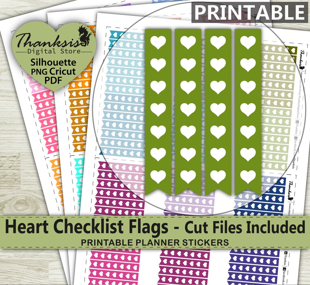 Checklist Flags Printable Planner Stickers, Erin Condren Planner ...