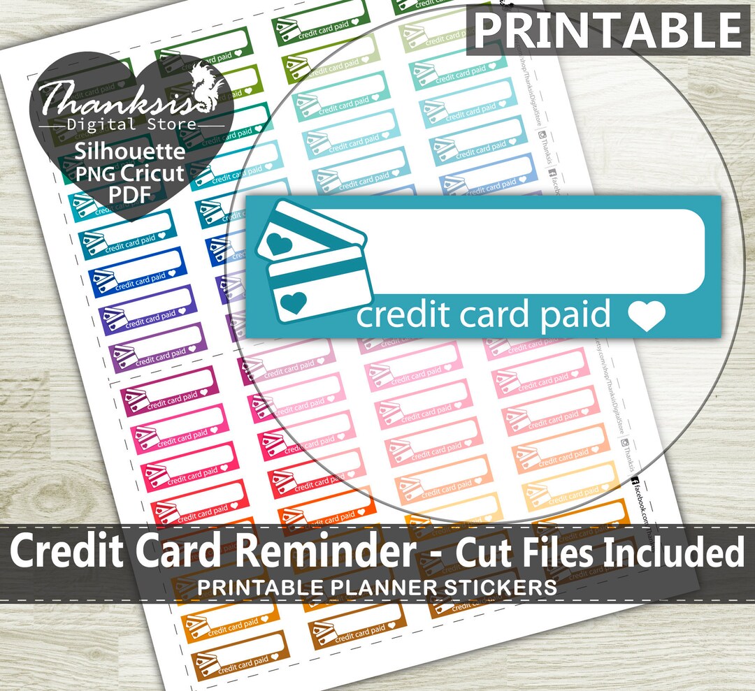 Credit Credit Reminder Printable Planner Stickers, Erin Condren Planner ...