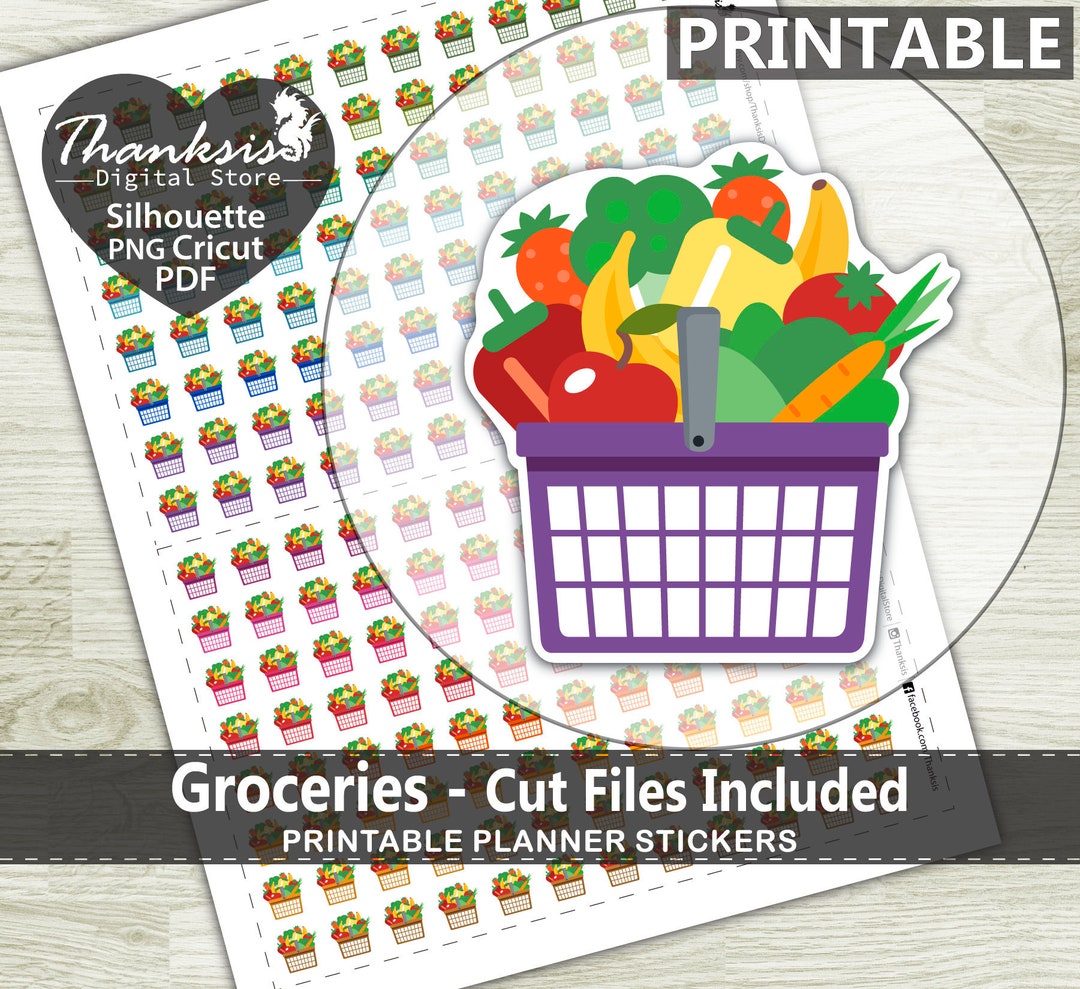 Groceries Printable Planner Stickers, Erin Condren Planner Stickers ...