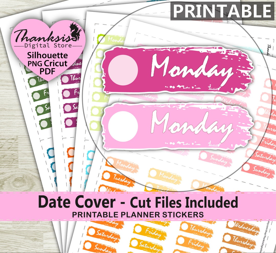 Date Cover Printable Planner Stickers, Erin Condren Planner Stickers ...