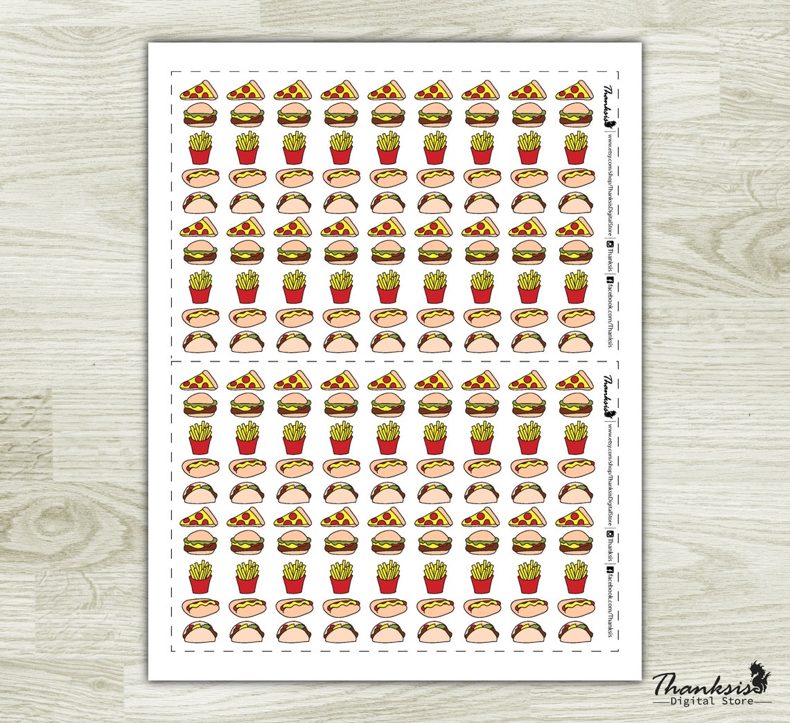Fast Food Printable Planner Stickers Erin Condren Planner | Etsy