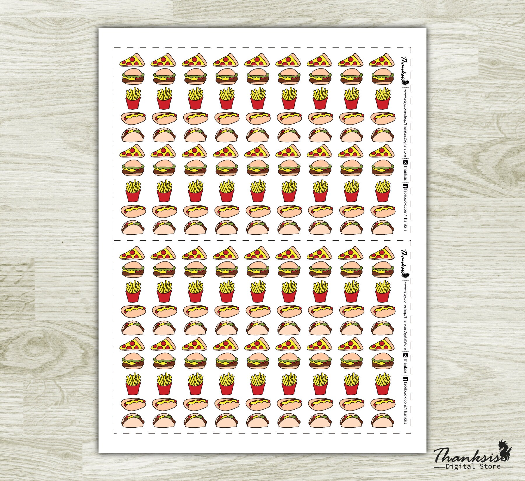 Fast Food Printable Planner Stickers Erin Condren Planner | Etsy