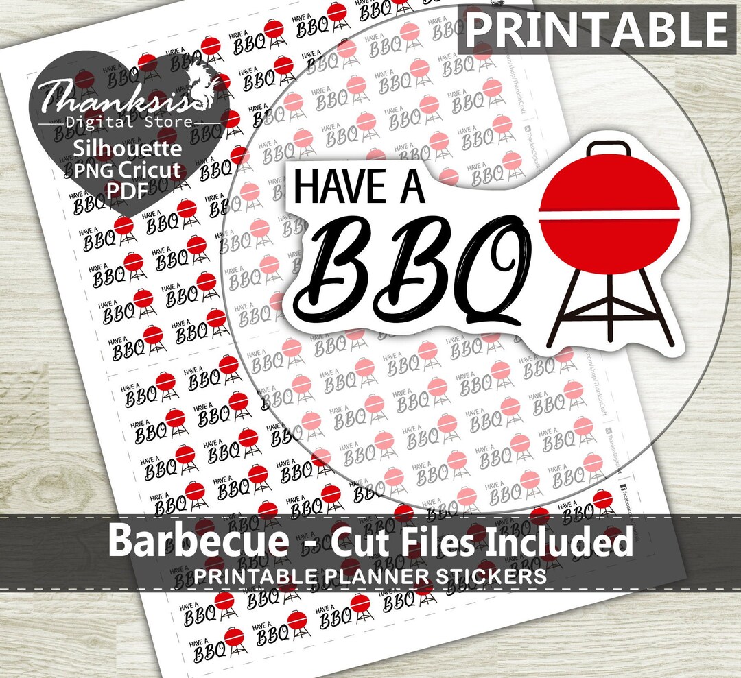 Barbecue Printable Planner Stickers, Erin Condren Planner Stickers, BBQ ...