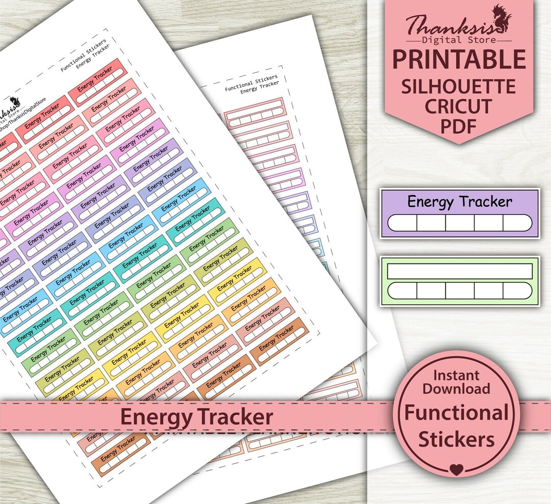 Energy Tracker, Doodle Printable Planner Stickers, Erin Condren Planner ...