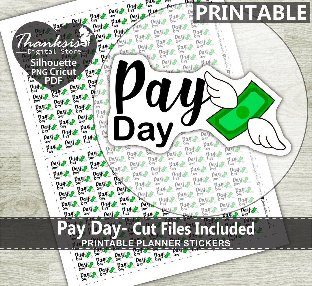 Pay Day Printable Planner Stickers, Erin Condren Planner Stickers, Pay ...