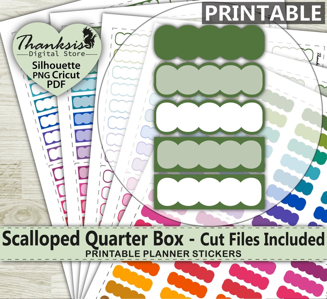 Scalloped Quarter Box Printable Planner Stickers, Erin Condren Planner ...