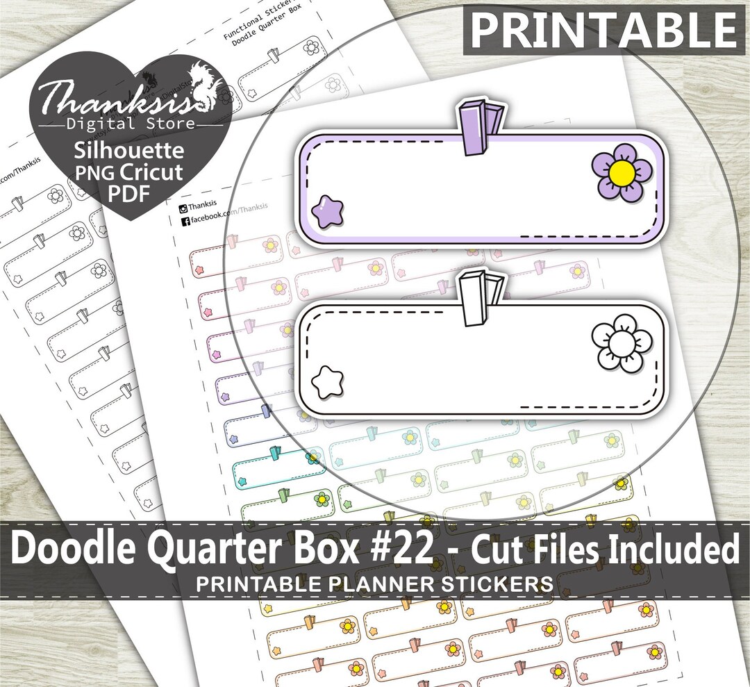 Doodle Quarter Box 22 Printable Planner Stickers, Erin Condren Planner ...