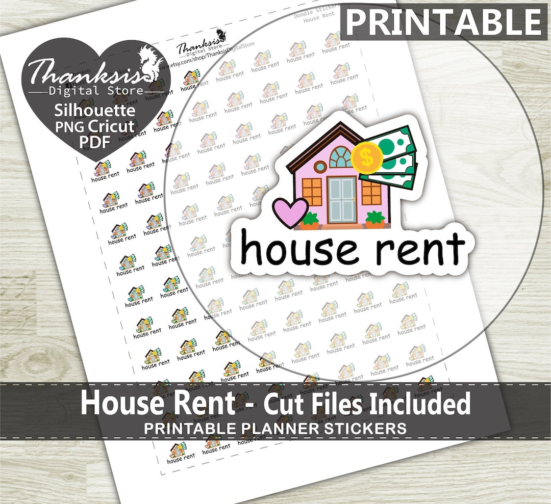 Doodle House Rent Printable Planner Stickers, Erin Condren Planner ...