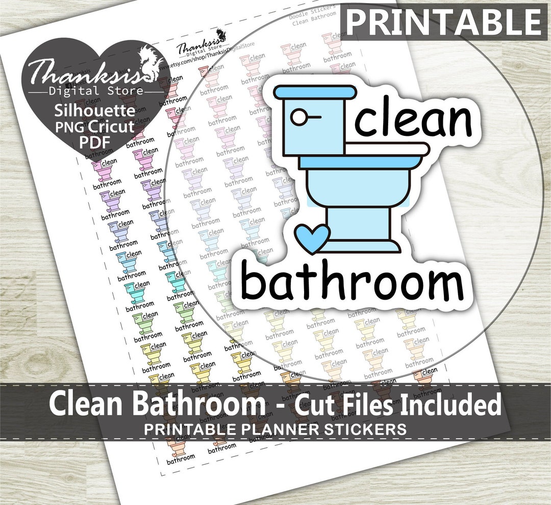 Doodle Clean Bathroom Printable Planner Stickers, Erin Condren Planner ...