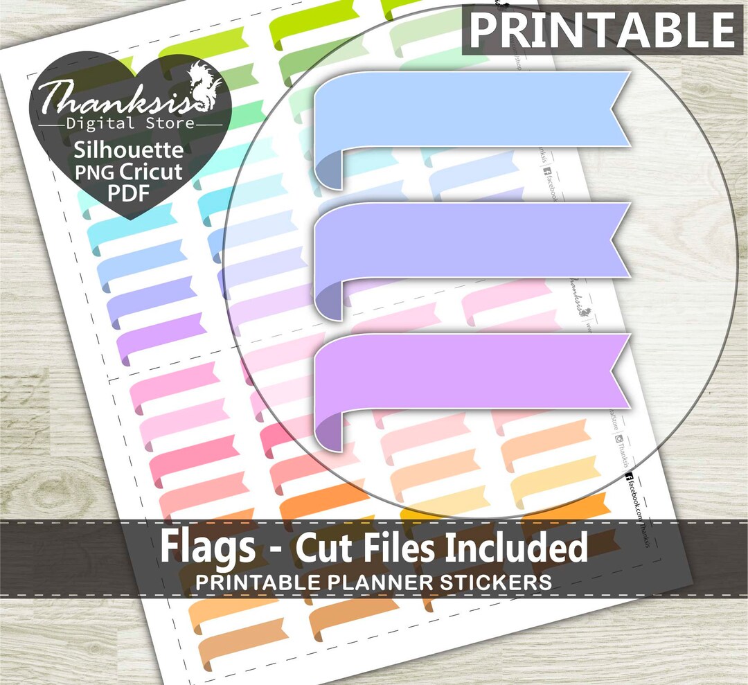 Flags Printable Planner Stickers, Erin Condren Planner Stickers, Flags ...