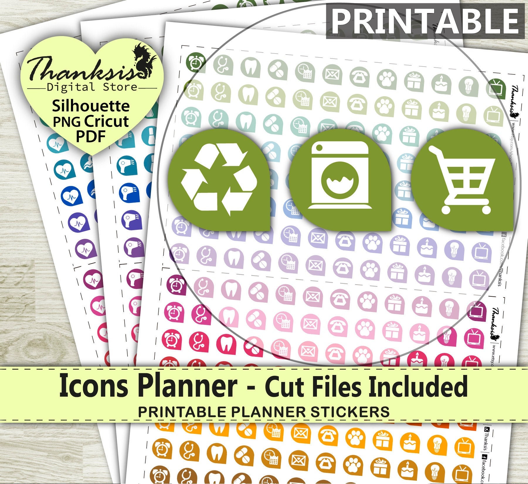 Icons Planner Printable Planner Stickers Erin Condren Planner - Etsy