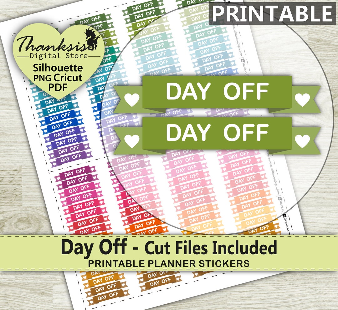 Day off Printable Planner Stickers, Erin Condren Planner Stickers, Day ...