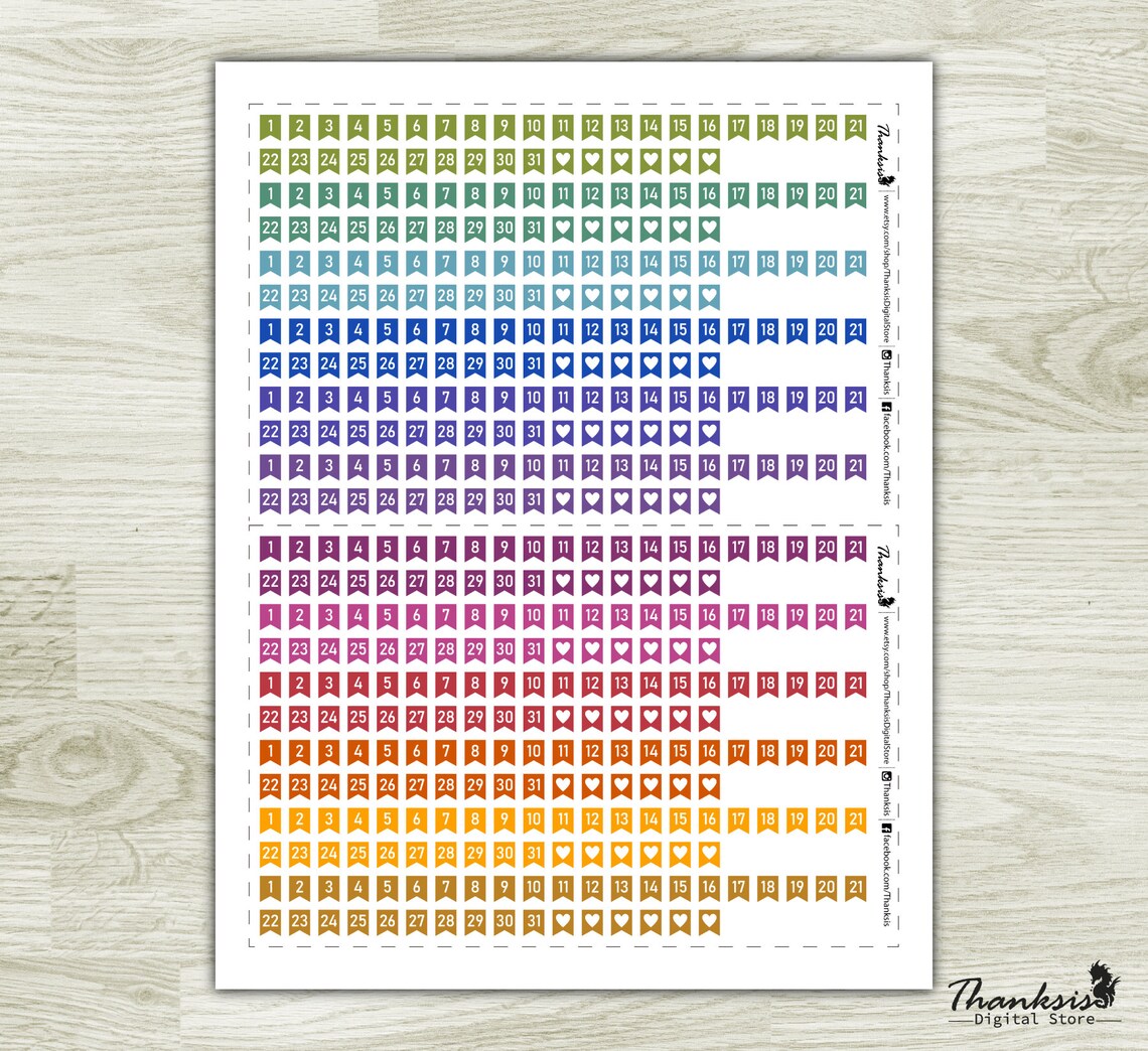 Date Flags Printable Planner Stickers Erin Condren Planner | Etsy