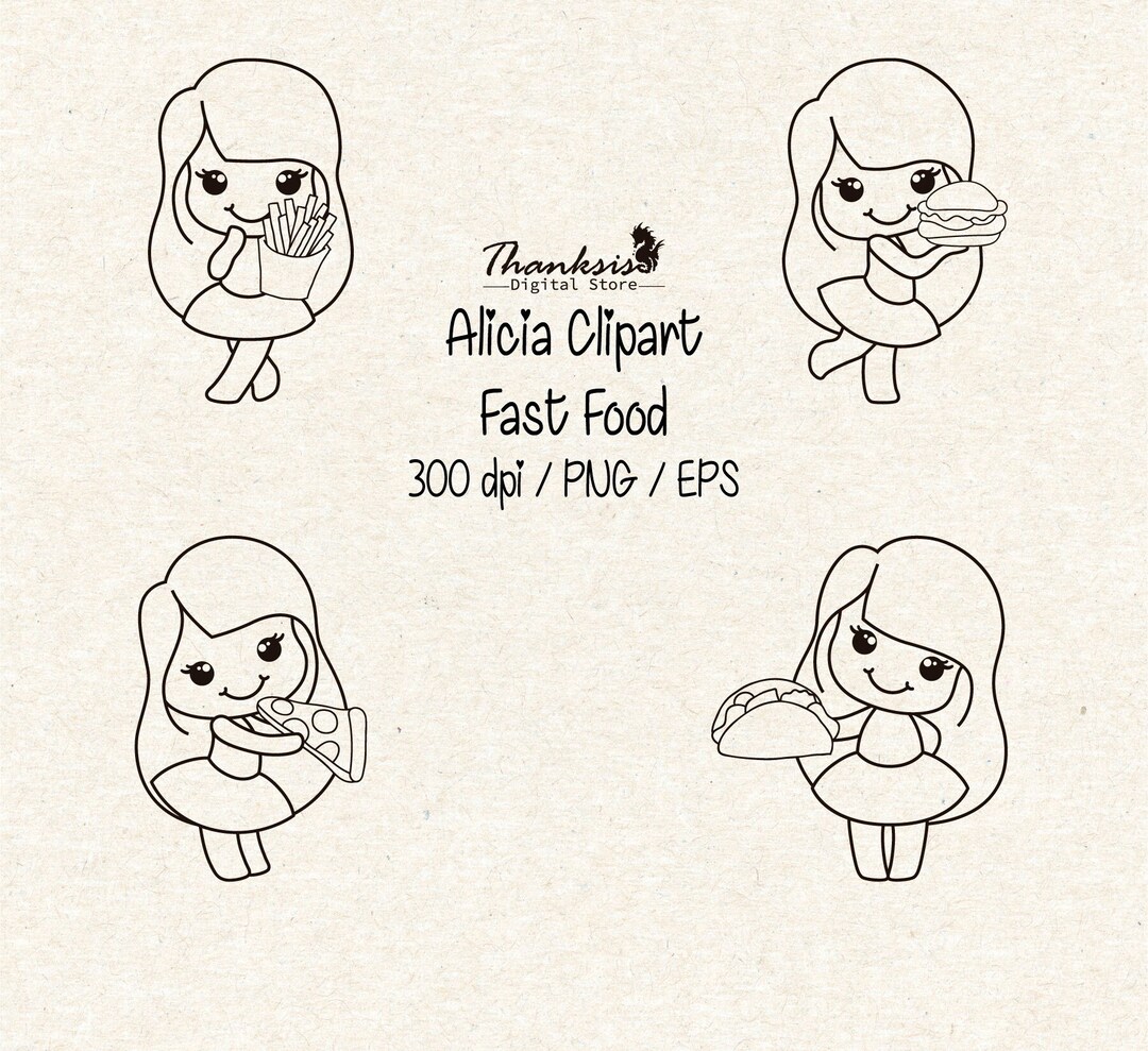 Alicia Clipart FAST FOOD Clipart Digital Stamp Planner - Etsy