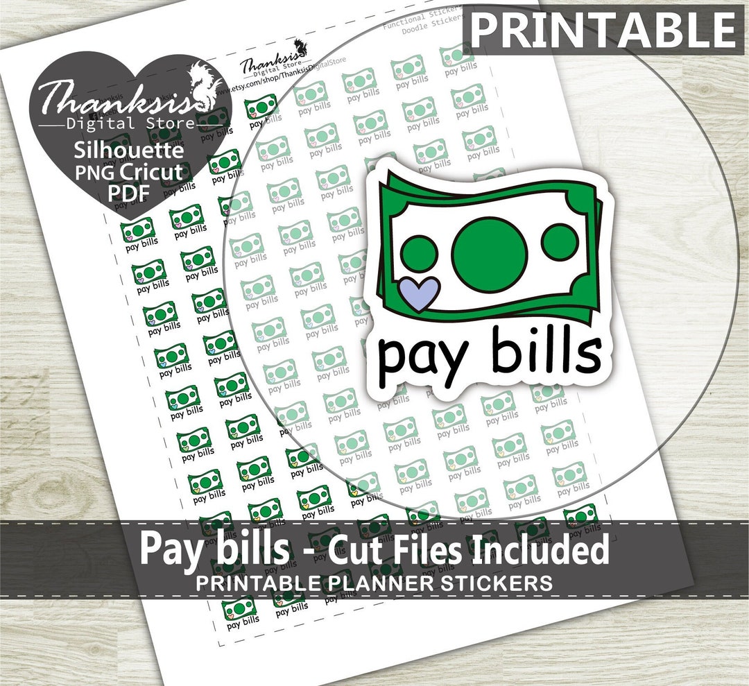 Doodle Pay Bills Printable Planner Stickers, Erin Condren Planner ...