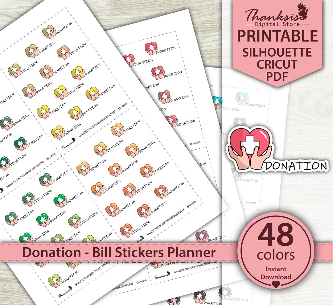 Donation, Everiday Stickers, Doodle Printable Planner Stickers, Erin ...