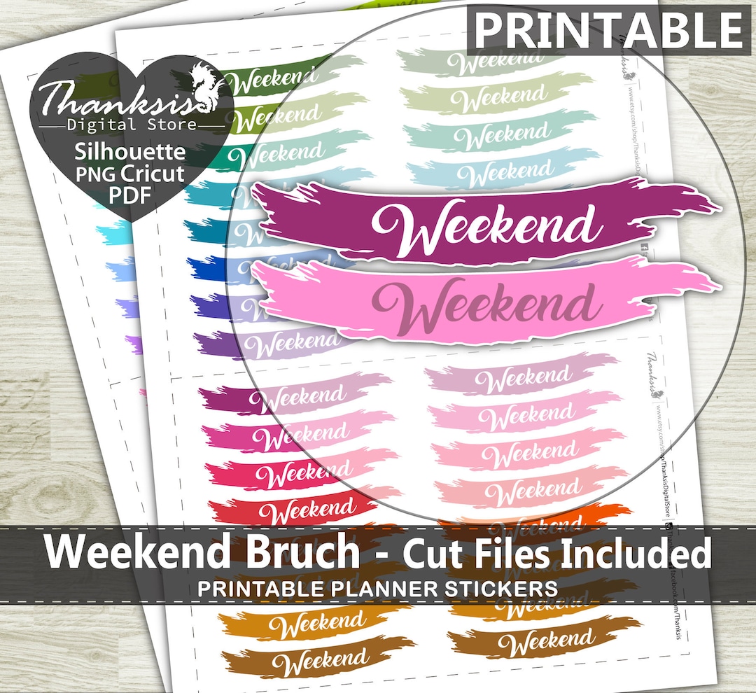 Weekend Brush Printable Planner Stickers, Erin Condren Planner Stickers ...