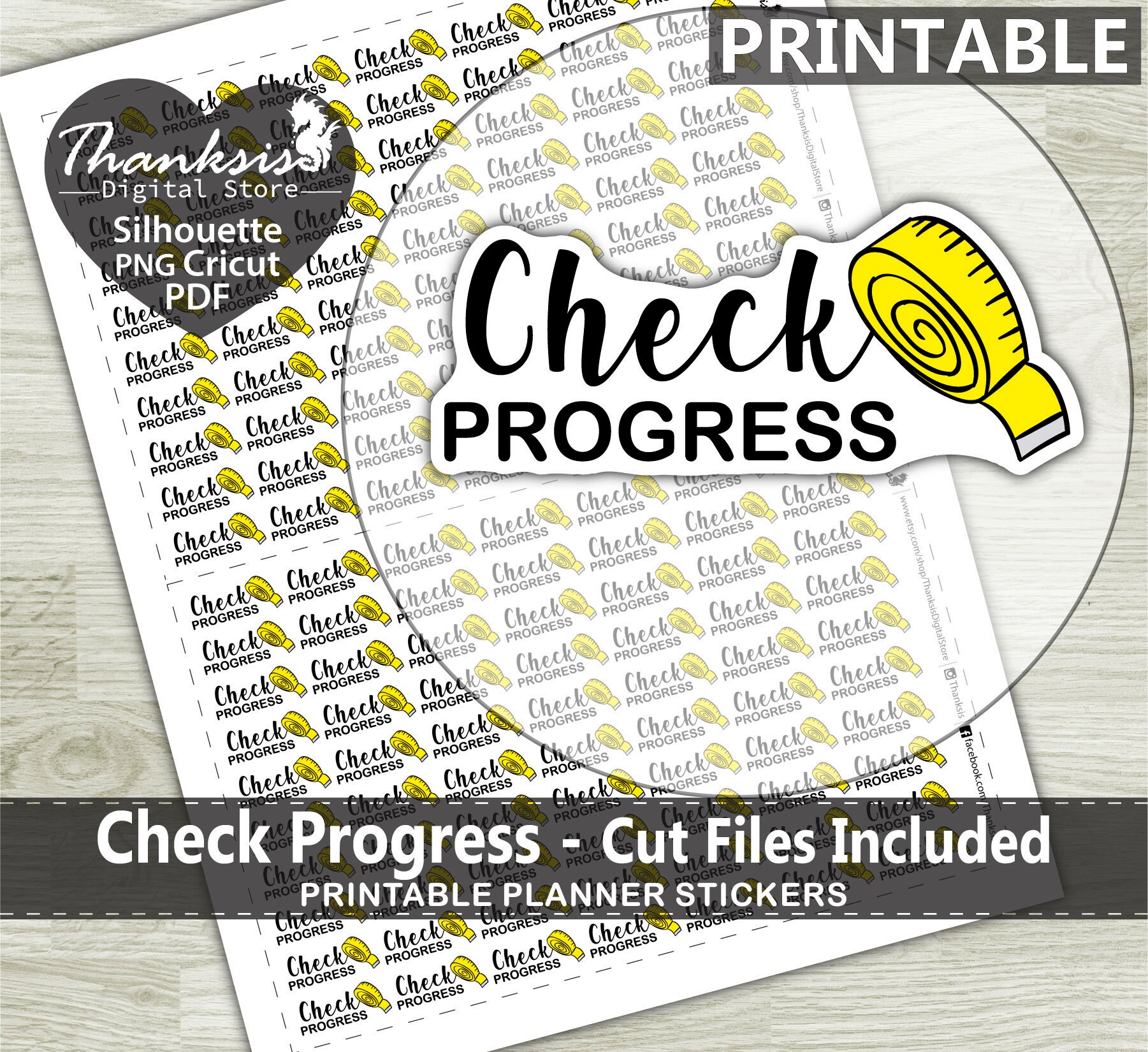 Check Progress Printable Planner Stickers Erin Condren - Etsy