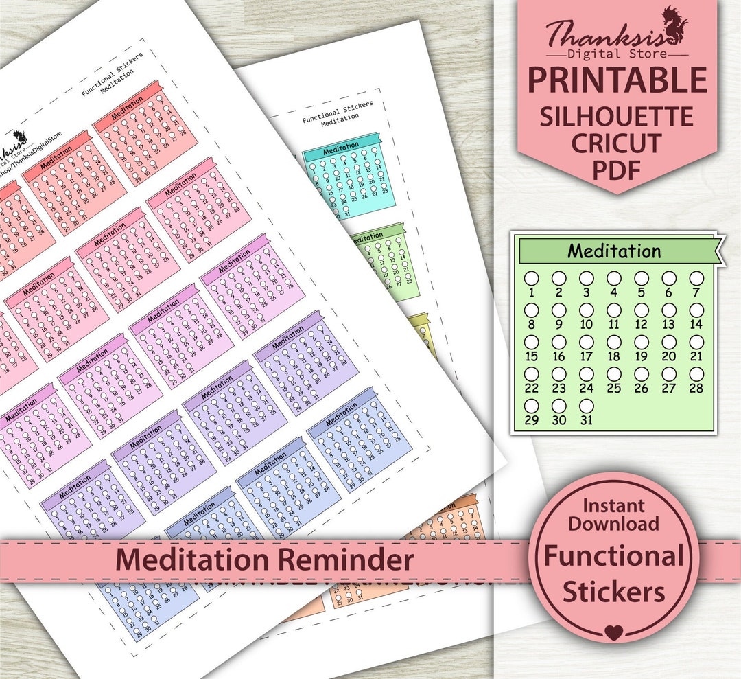Meditation Reminder Printable Planner Stickers, Erin Condren Planner ...