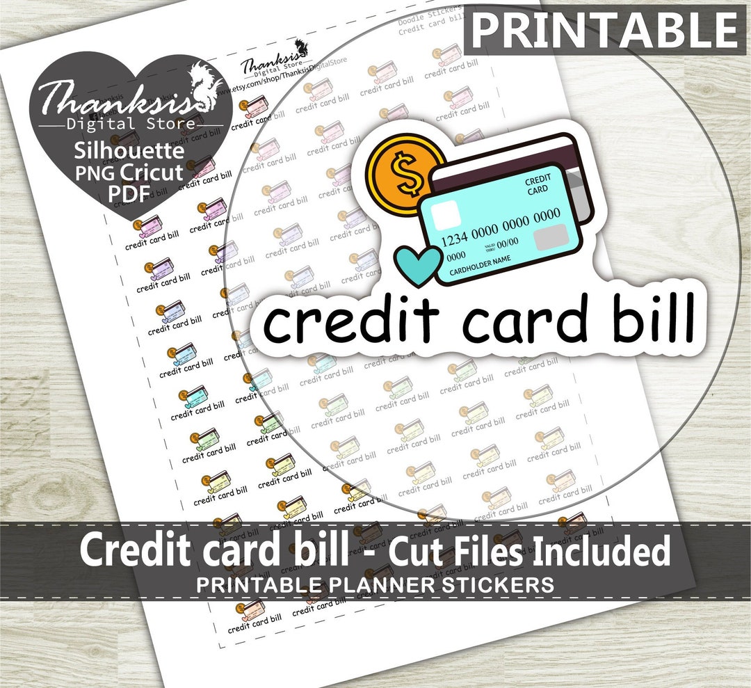 Doodle Credit Card Bill Printable Planner Stickers, Erin Condren ...
