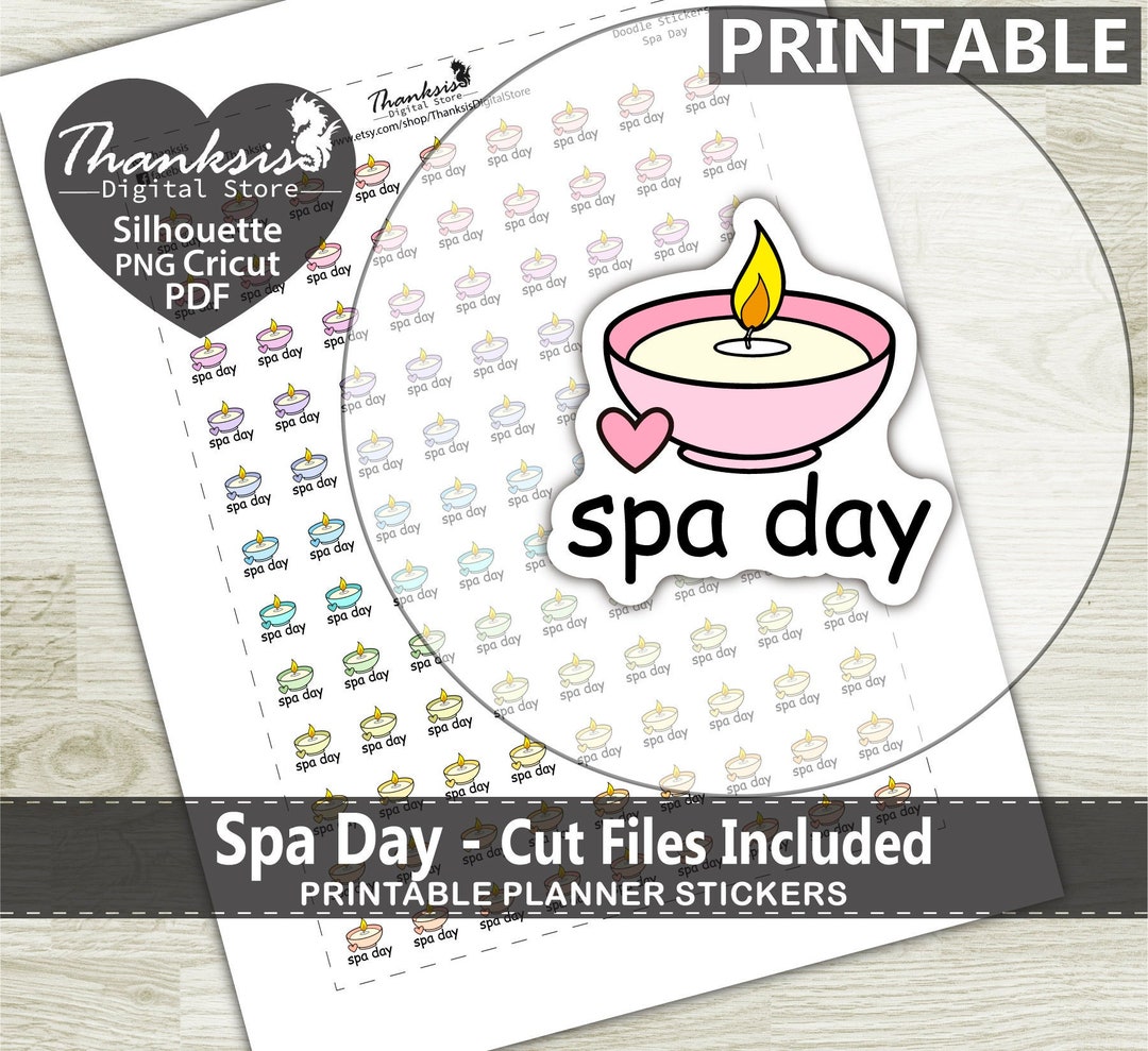 Doodle Spa Day Printable Planner Stickers, Erin Condren Planner ...