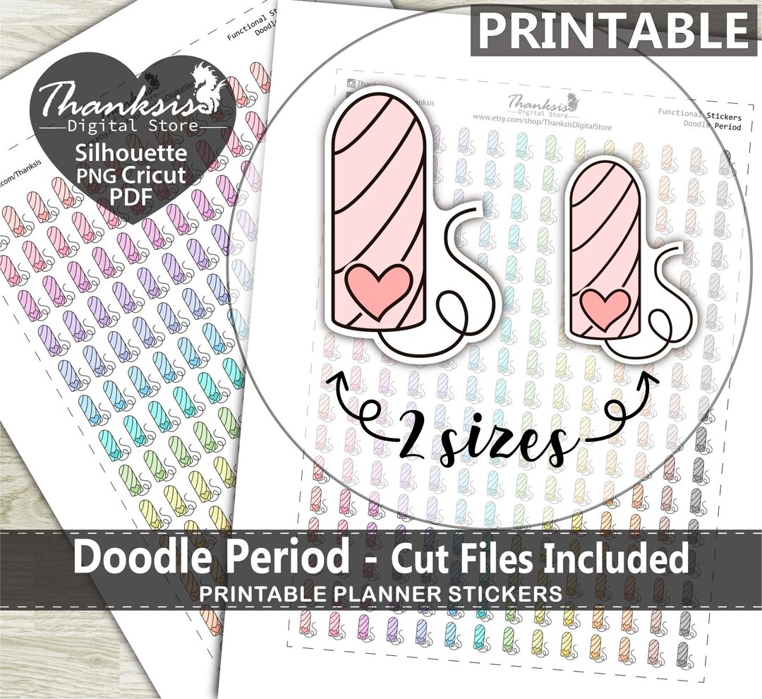 Doodle Period Printable Planner Stickers Erin Condren Planner - Etsy