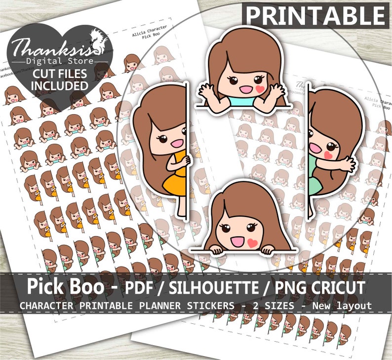 Pick Boo Printable Planner Stickers Character Printable - Etsy