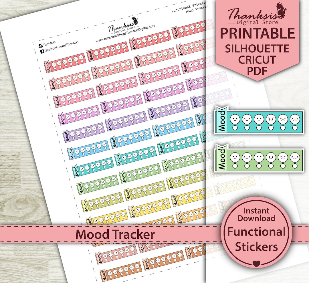 Mood Tracker Printable Planner Stickers, Erin Condren Planner Stickers ...