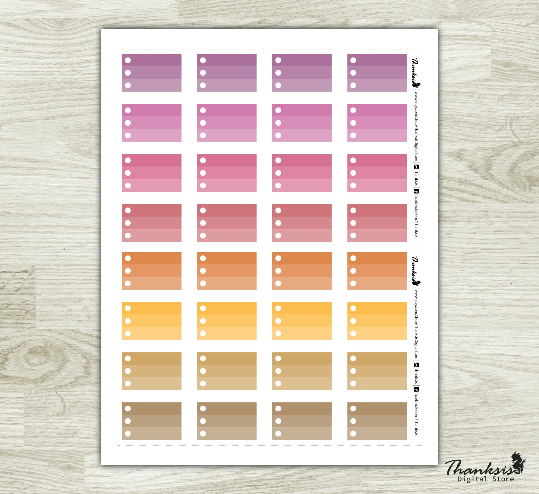 Ombre Full Box Printable Planner Stickers Erin Condren | Etsy
