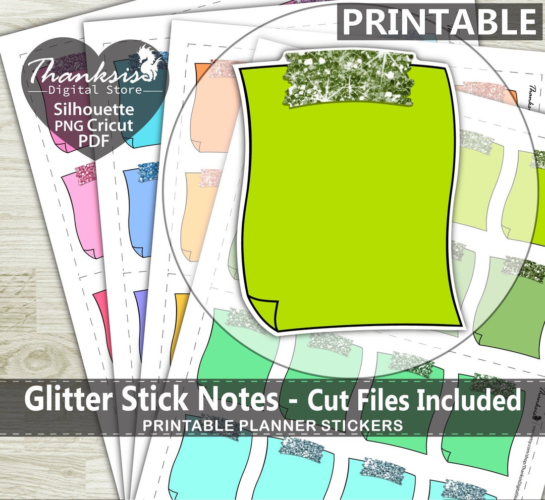 Glitter Stick Notes Printable Planner Stickers, Erin Condren Planner ...