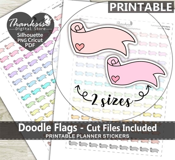 Doodle Flags Printable Planner Stickers Erin Condren Planner - Etsy