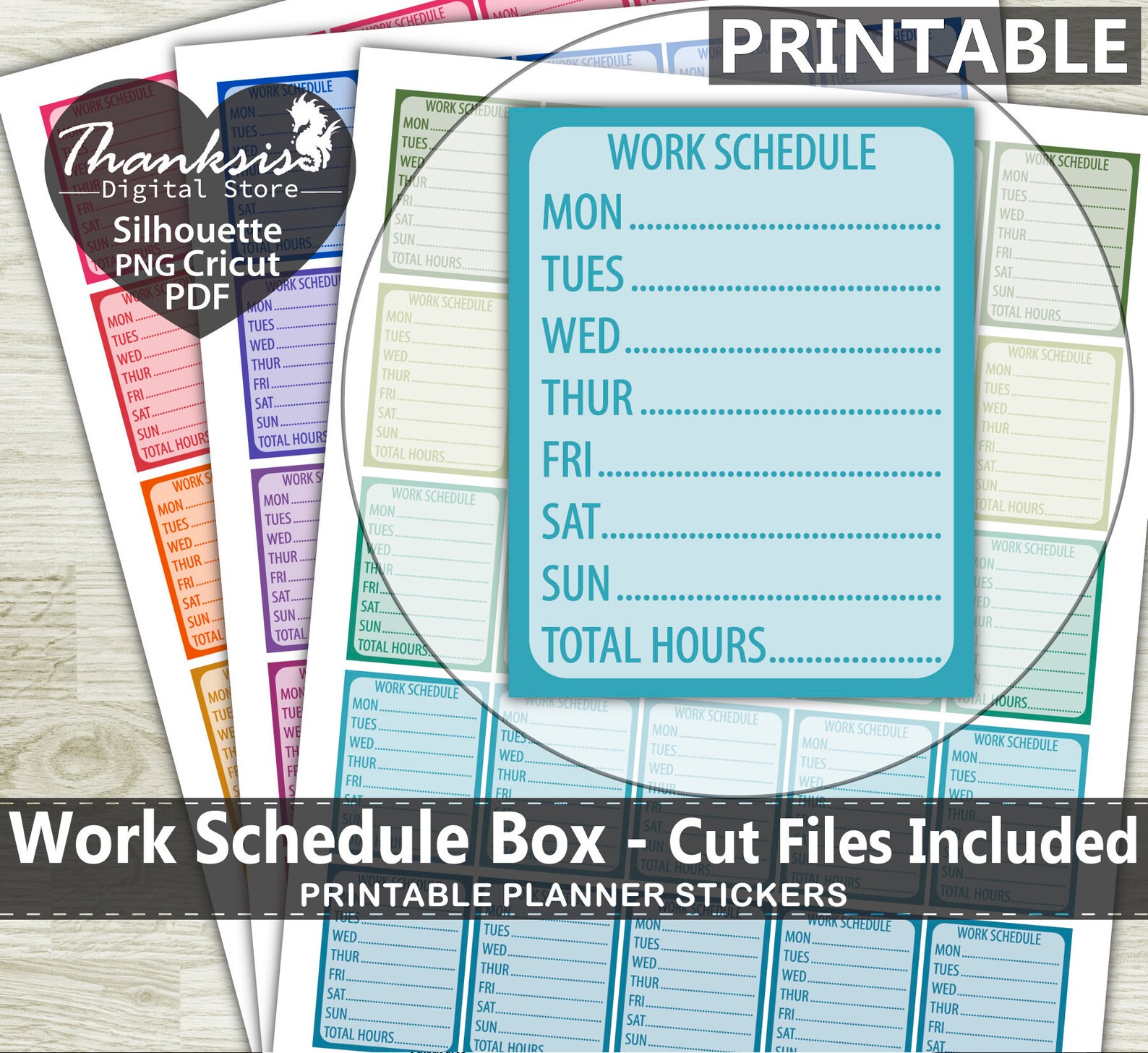 Work Schedule Box Printable Planner Stickers Erin Condren - Etsy