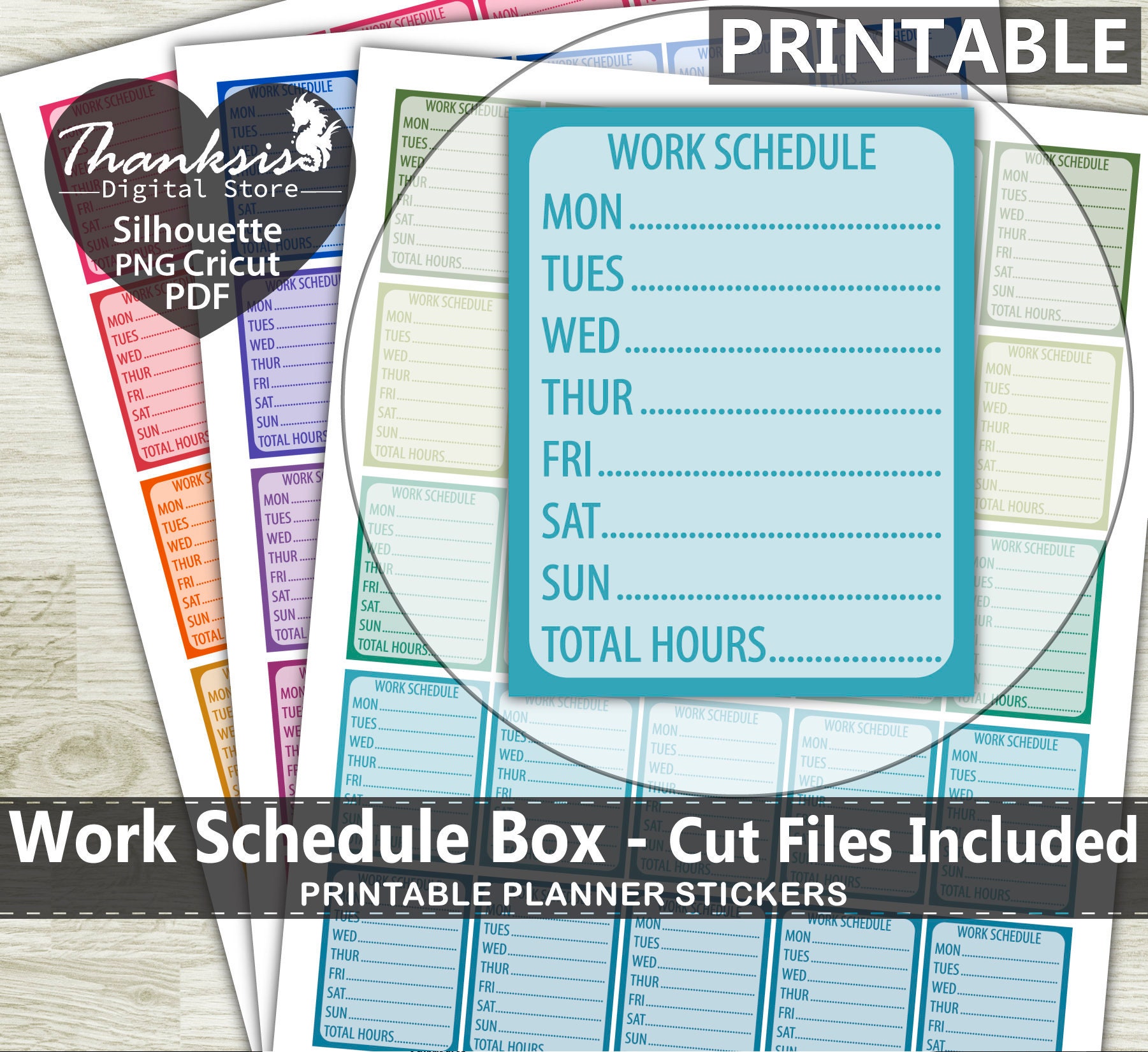 Work Schedule Box Printable Planner Stickers Erin Condren - Etsy