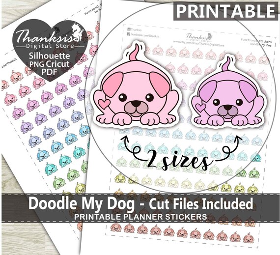 Doodle Dog Printable Planner Stickers Erin Condren Planner - Etsy