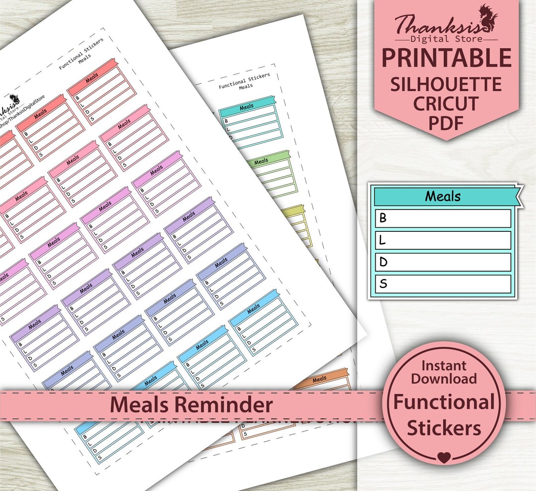 Meals Reminder Printable Planner Stickers, Erin Condren Planner ...