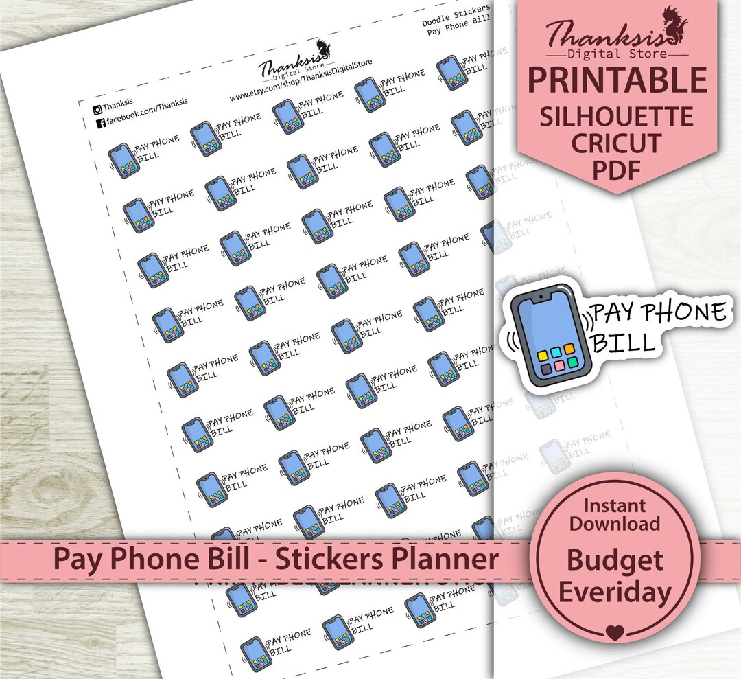 Pay Phone Bill, Doodle Printable Planner Stickers, Erin Condren Planner ...