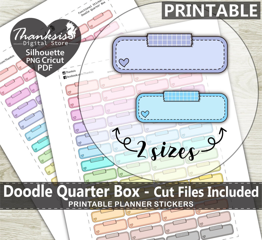 Doodle Quarter Box Printable Planner Stickers, Erin Condren Planner ...